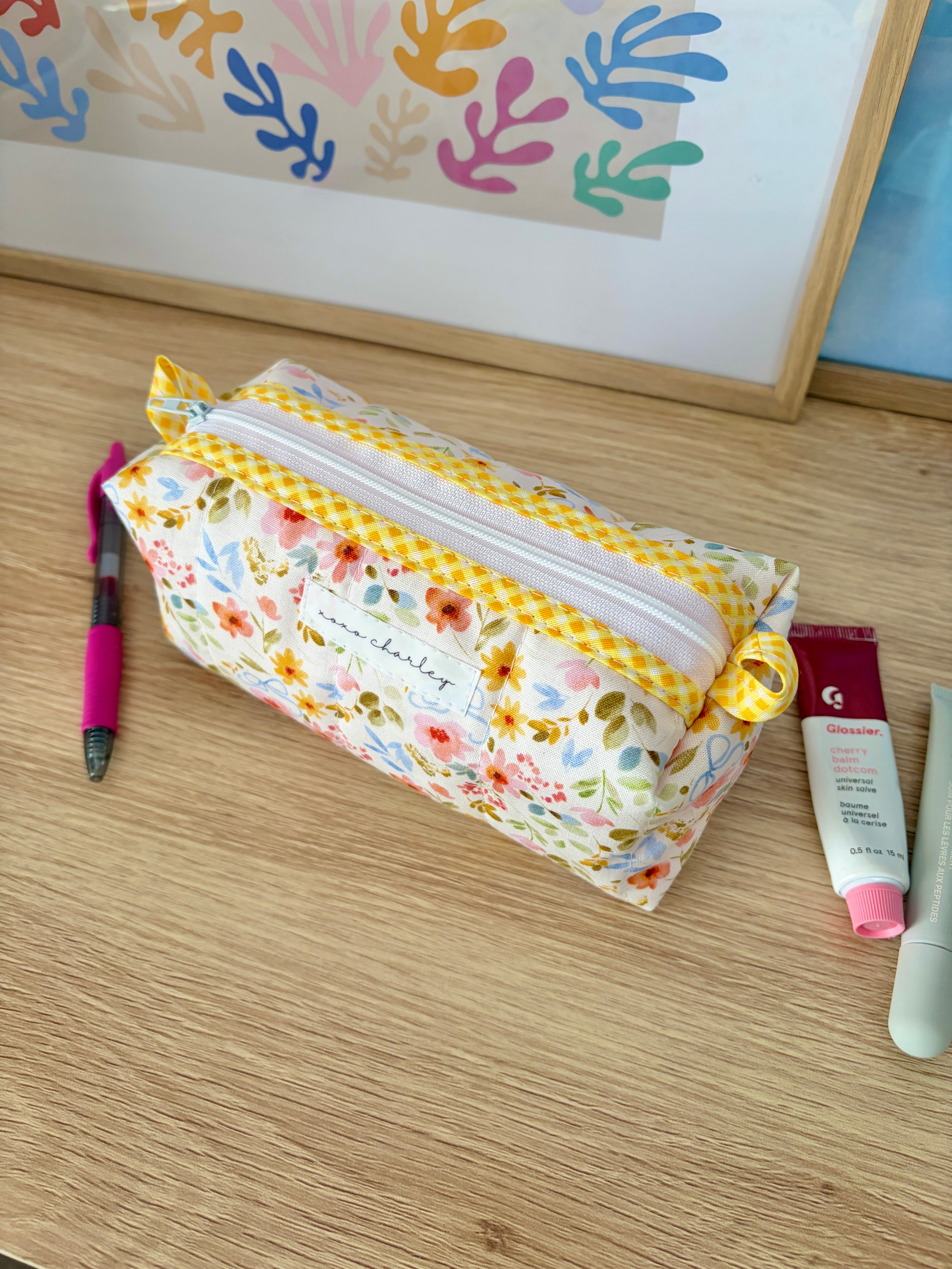The Bright Floral Colorblock Bag - Yellow/Pink Gingham – Xoxo Charley